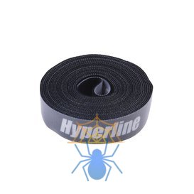 Лента (липучка) в рулоне ширина 25 мм длина 5 м черная Hyperline WASNR ...